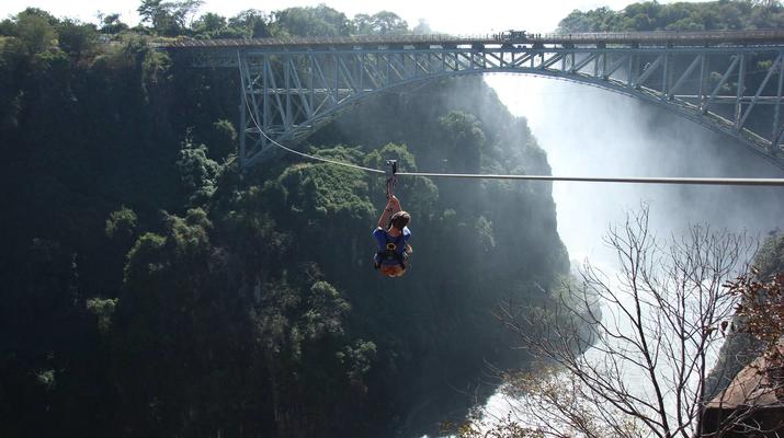Bridge slide (Ziplining) along Victoria Falls Bridge